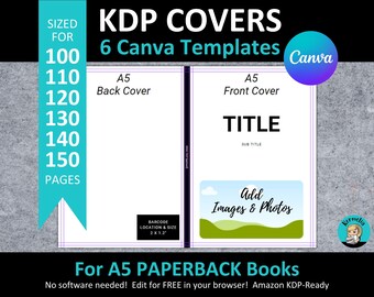Canva 6x9 KDP PAPERBACK COVER Templates Editable Bundle Set Sized for ...