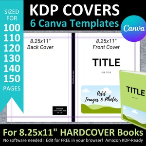 Canva 8.25x11" KDP HARDCOVER TEMPLATE Editable Bundle Set | Sized for ...