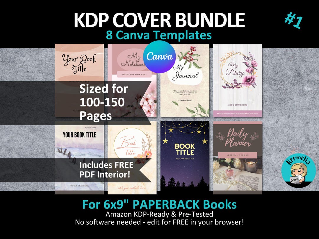 Canva 6x9" KDP PAPERBACK Book Cover Templates Editable Bundle Set #1 ...