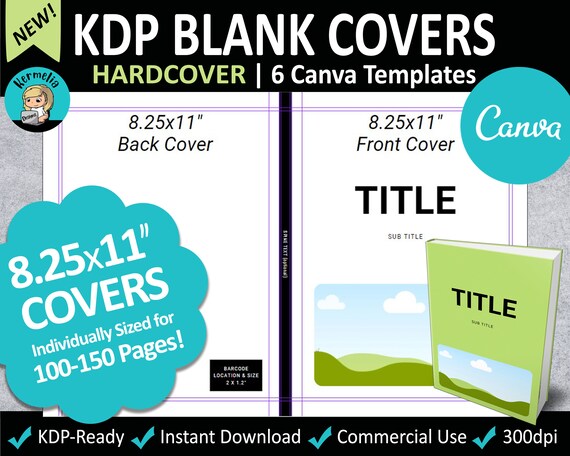Canva 8 25x11 KDP HARDCOVER TEMPLATE Editable Bundle Set Etsy