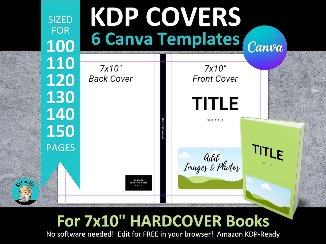 Canva 7x10" KDP HARDCOVER TEMPLATE Editable Bundle Set | Sized for 100 ...