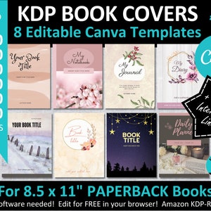 Canva 8.5x11 KDP PAPERBACK Book Cover Templates Editable - Etsy