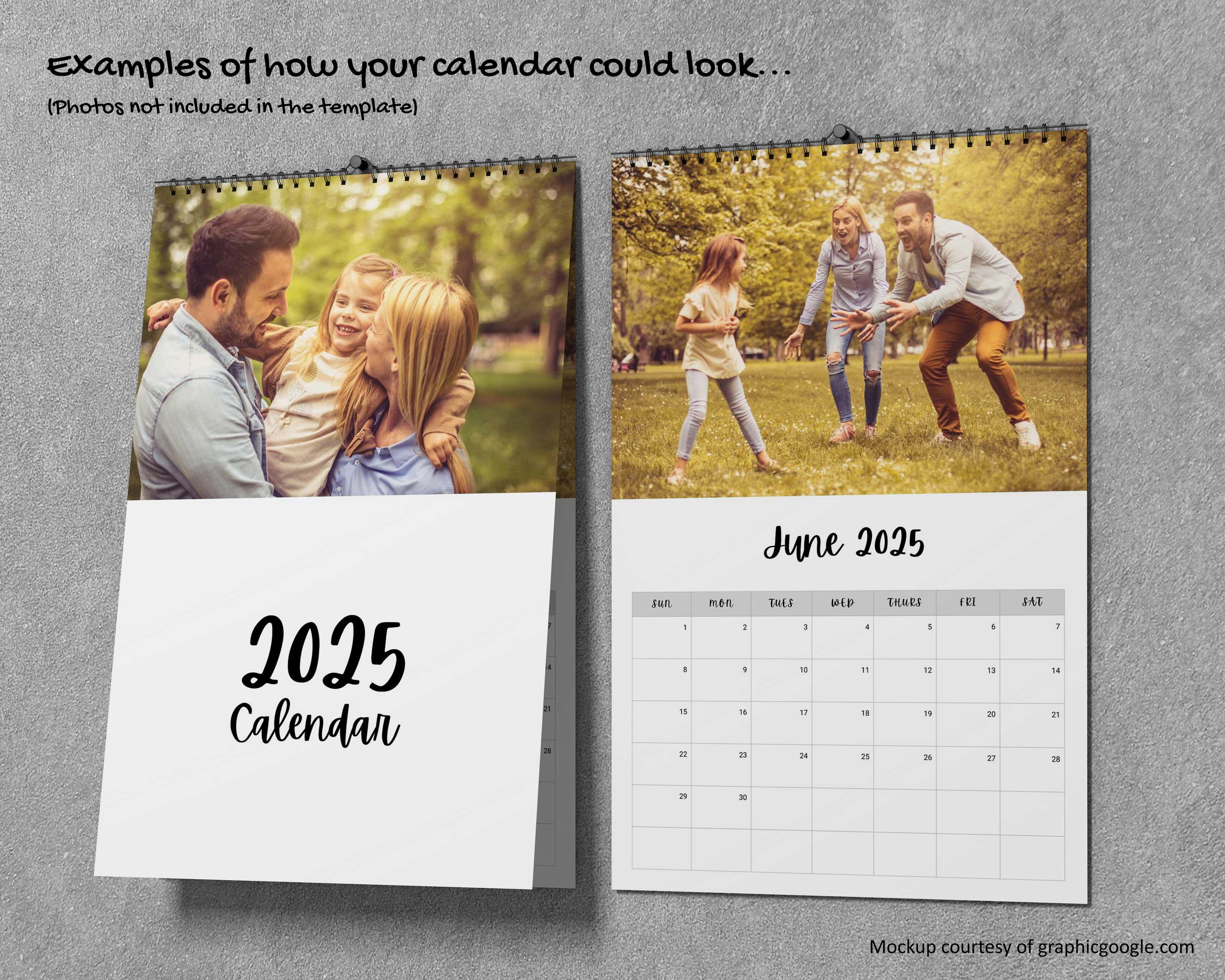 Tabloid 11x17" 2025 CALENDAR CANVA Template | Sunday Start | Simple ...