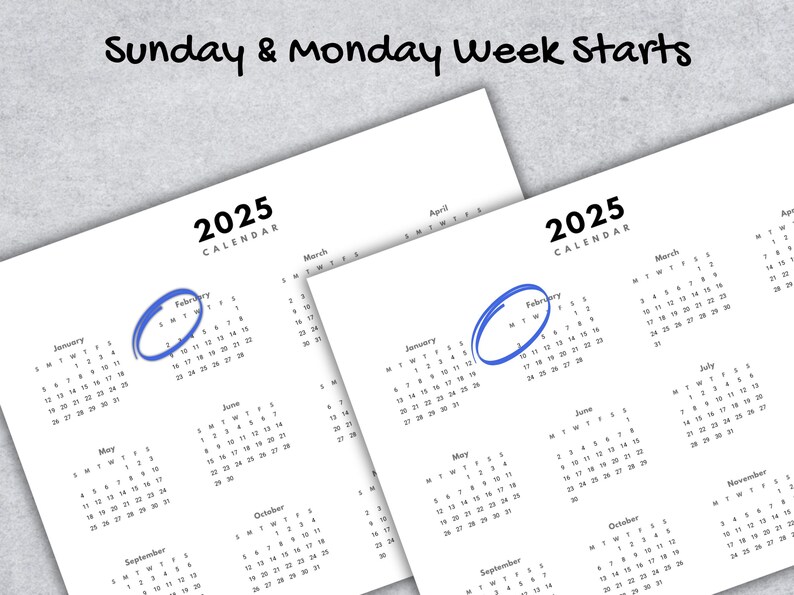 2025 Year to View Calendar Landscape | Printable PDF + CANVA Template ...