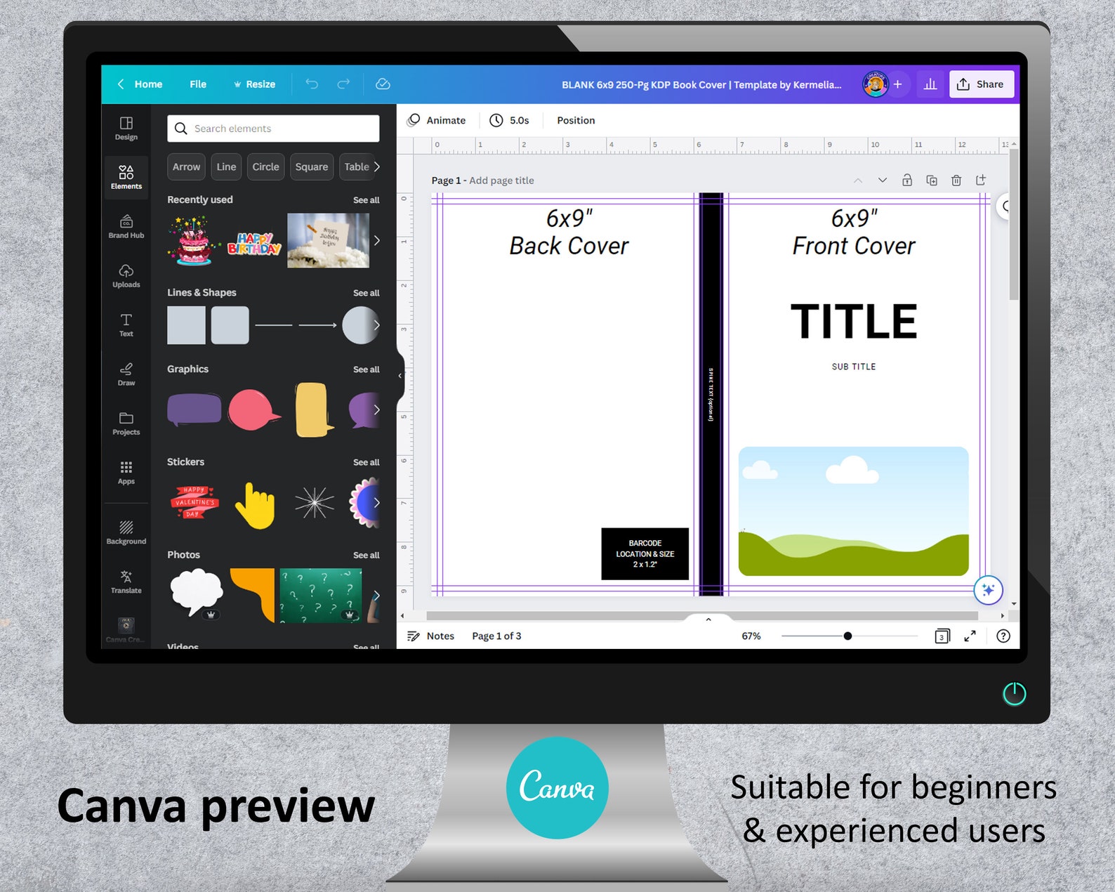 Canva 6x9" KDP PAPERBACK COVER Templates Editable Bundle Set | Sized ...