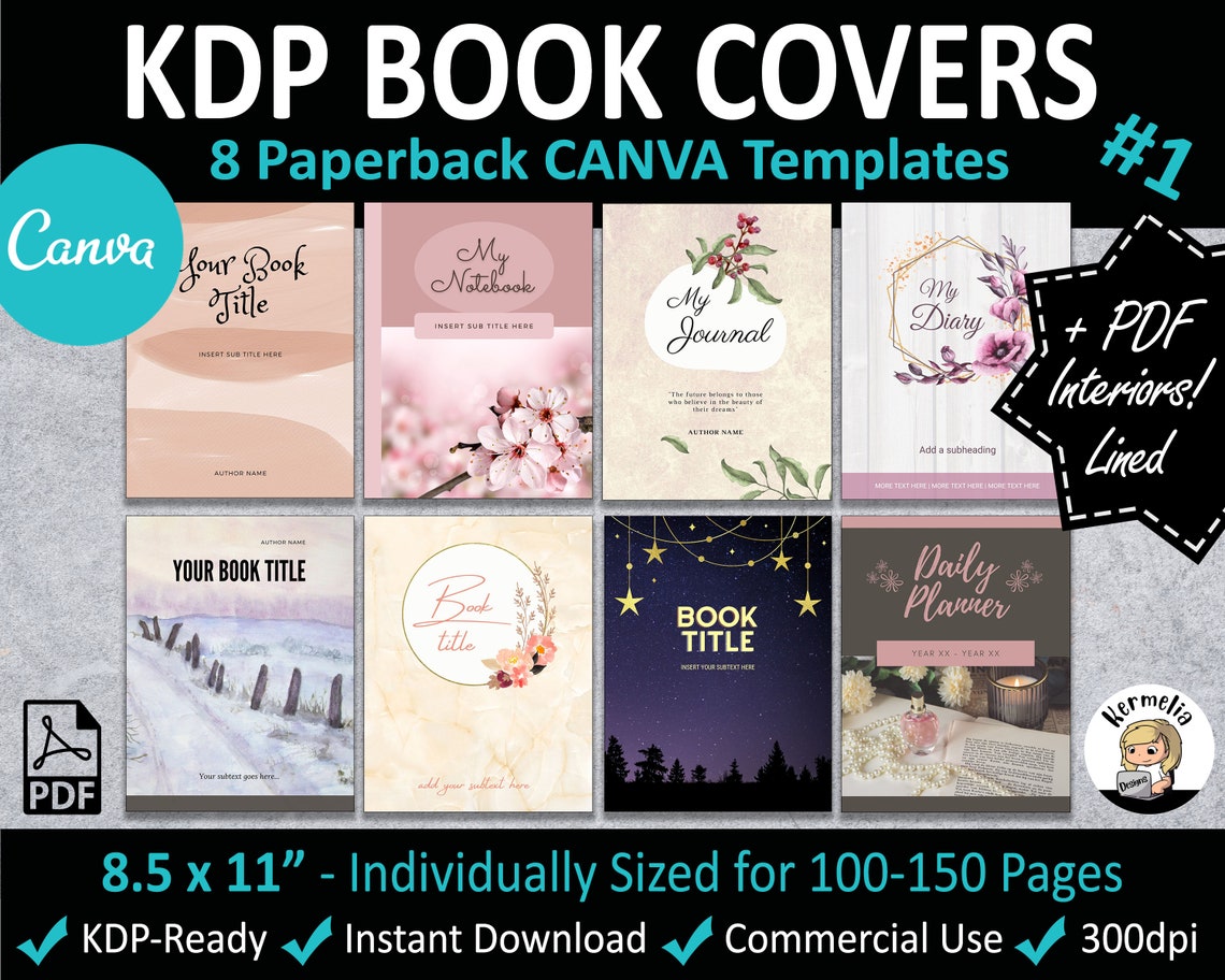 Canva 8.5x11 KDP PAPERBACK Book Cover Templates Editable - Etsy