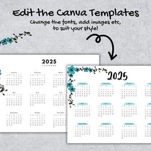 2025 Year to View Calendar Landscape | Printable PDF + CANVA Template ...