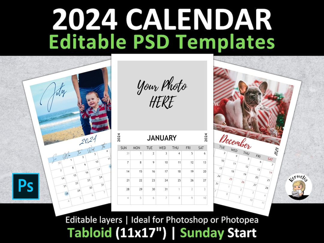 Tabloide 11x17 2024 CALENDARIO Plantilla PSD / Inicio - Etsy México