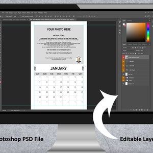 Tabloid 11x17 2024 CALENDAR PSD Template Sunday Start Editable Layers ...