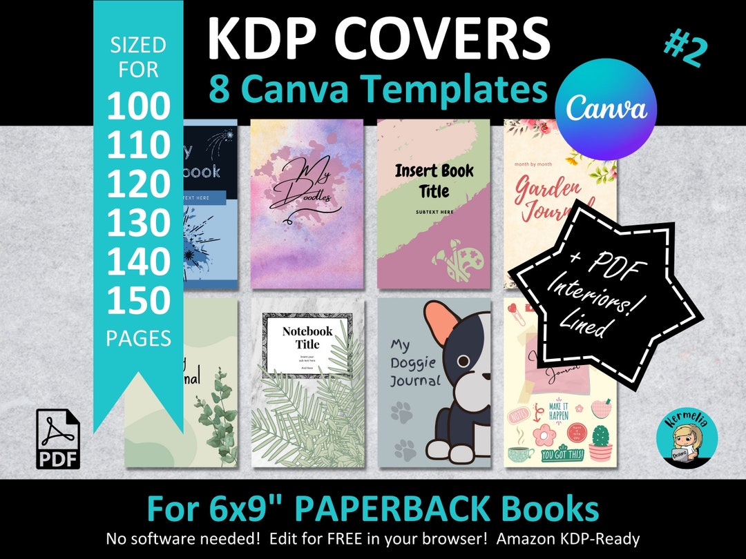 Canva 6x9" KDP PAPERBACK Book Cover Templates Editable Bundle Set #2 ...
