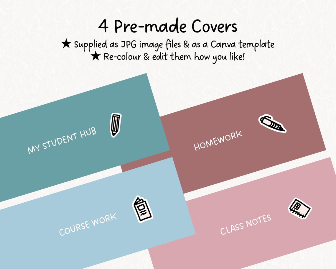 NOTION Student Image Bundle Aesthetic Covers Dividers Icons Doodle ...