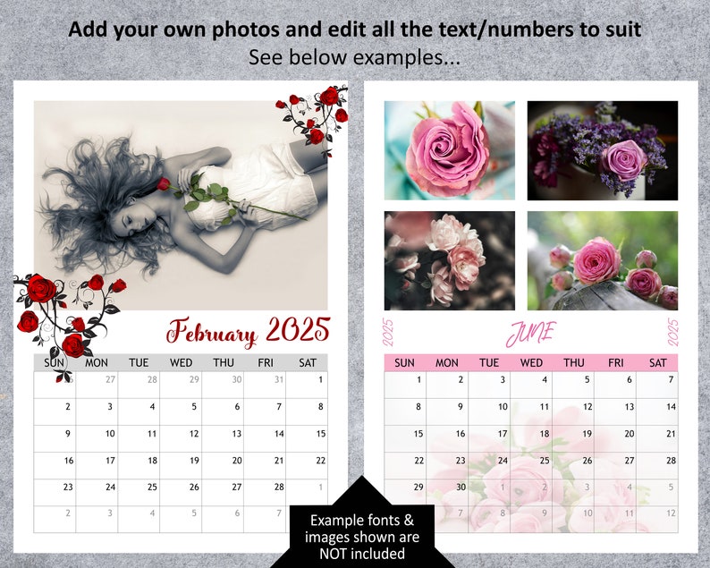 Tabloid 11x17" 2025 CALENDAR PSD Template | Sunday Start | Editable ...
