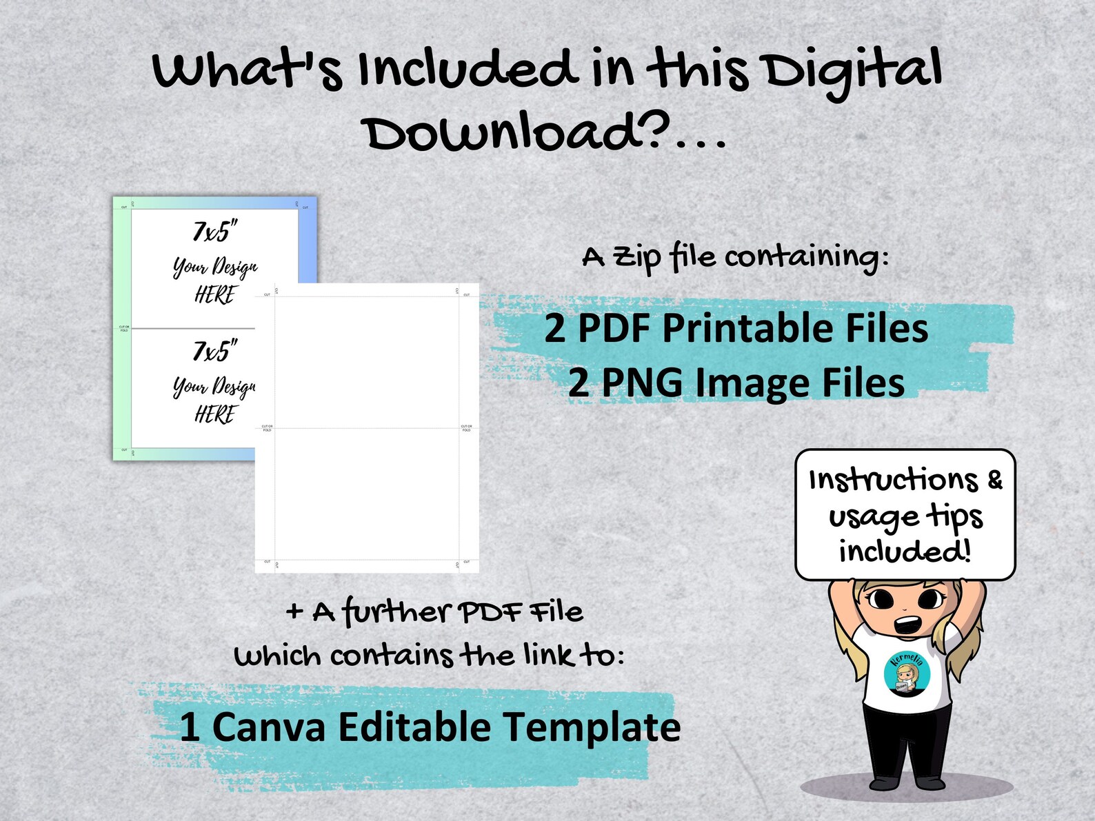 7x5" Landscape CARD Printing CANVA Template Printable | Invitation ...