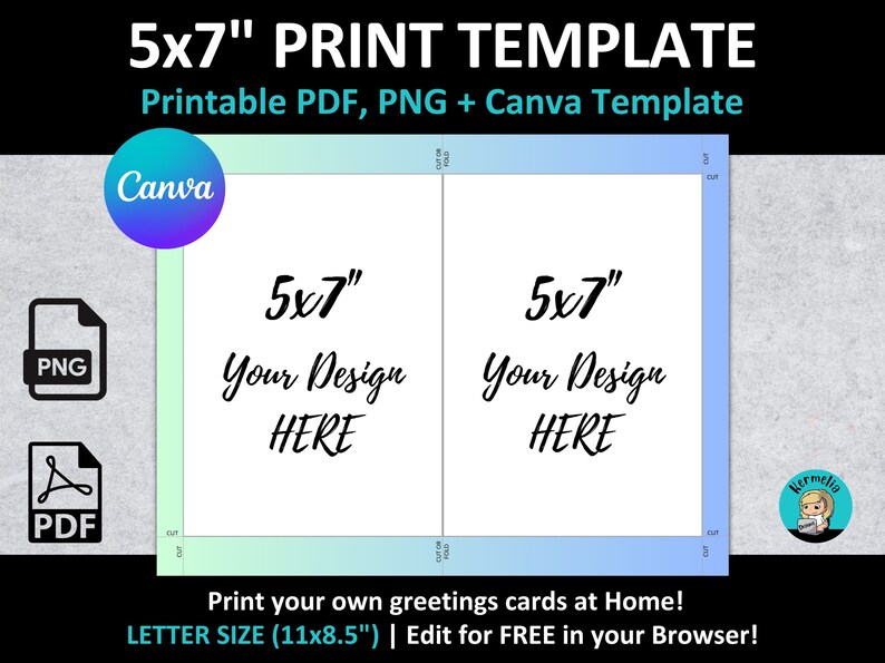 5x7" Portrait CARD Printing CANVA Template Printable | Invitation ...
