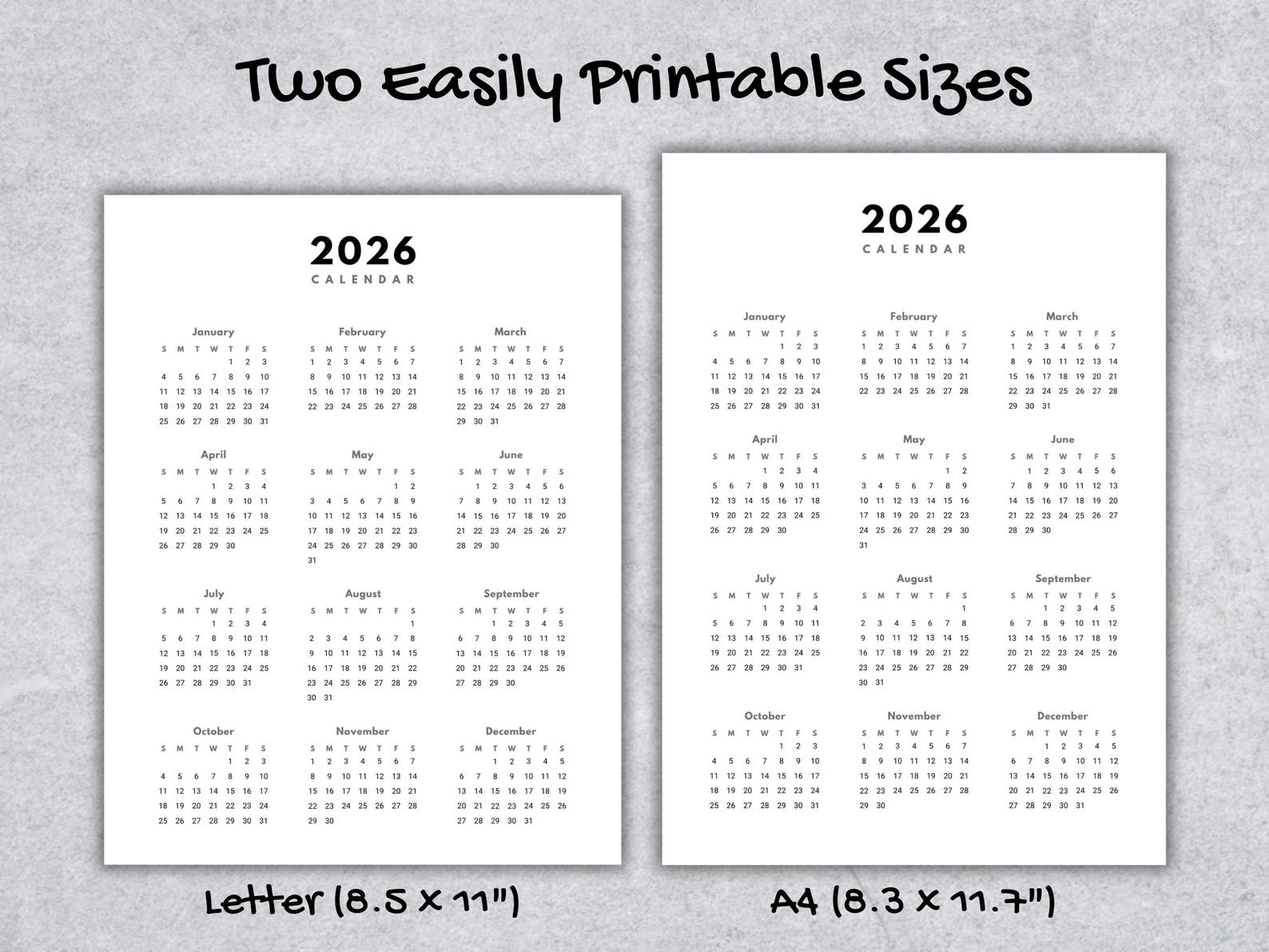 2025 2026 2027 Year to View Calendar | Printable PDF | CANVA Template ...