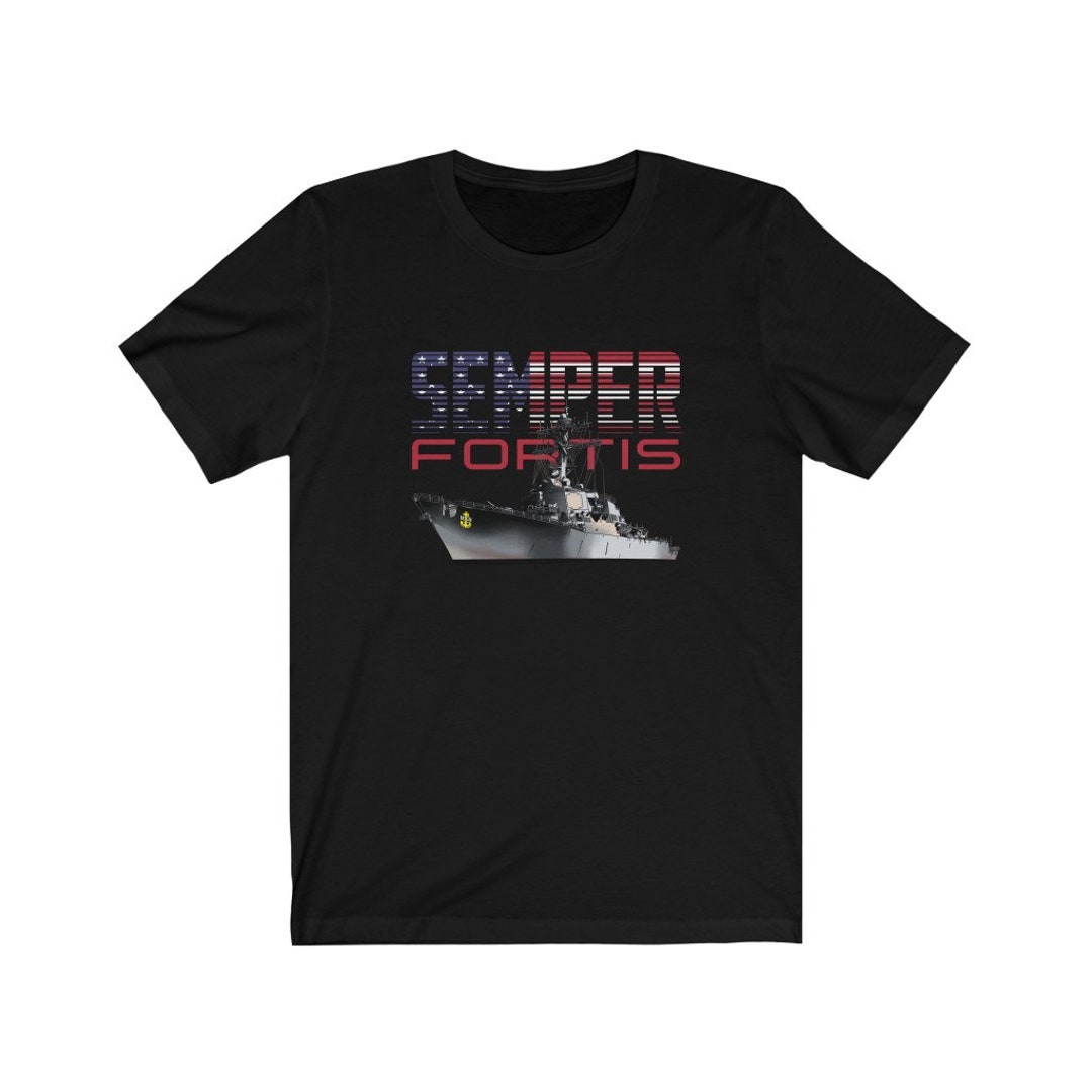 US Navy Semper Fortis American Flag Ship T-shirt - Etsy