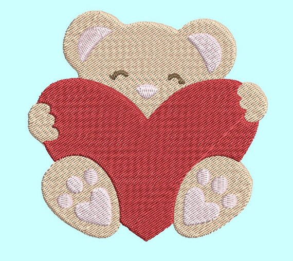 Teddy Bear Heart Embroidery Design 3 Sizes Plus Bonus - Etsy