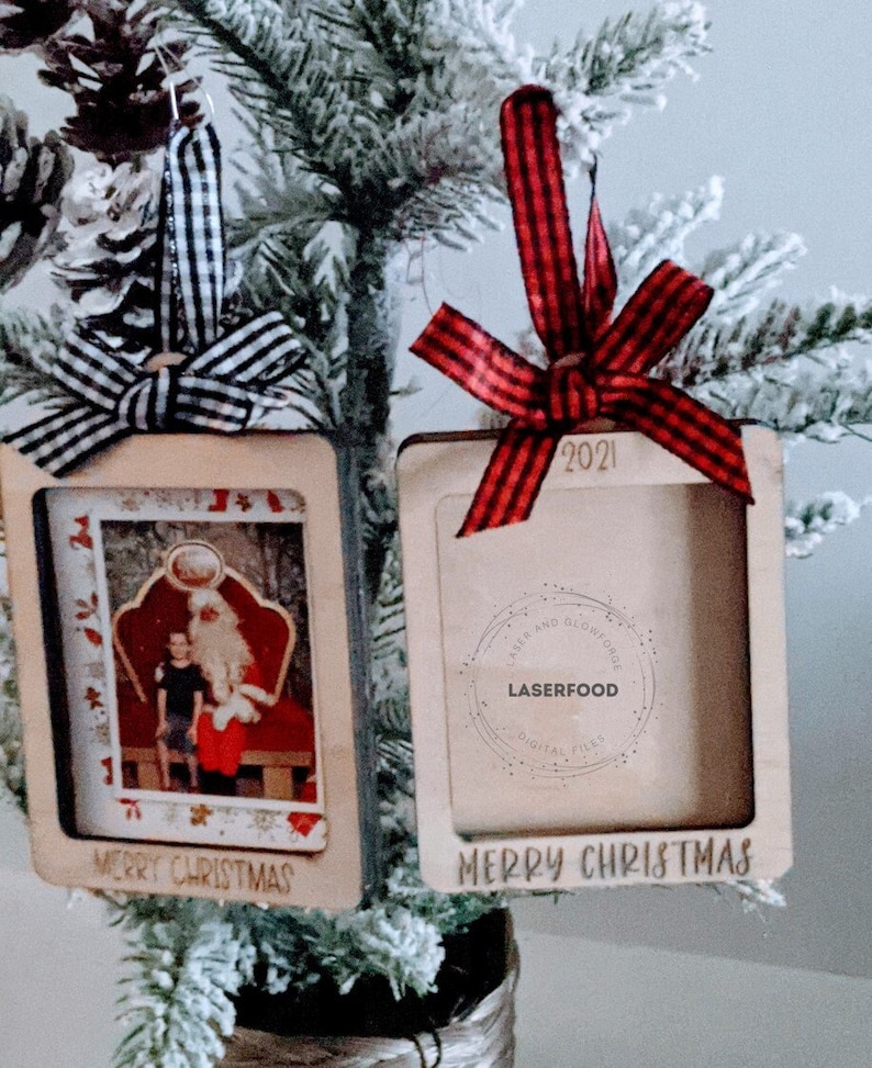 Christmas Photo Frame Ornament for Wallet Size Photos - Tree Bauble ...