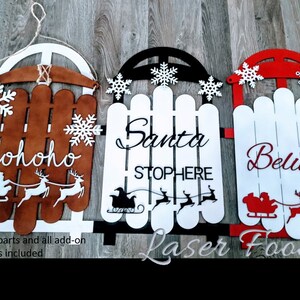 Christmas Sled Decoration Bonus Christmas Embellishments Laser Cut Sled ...
