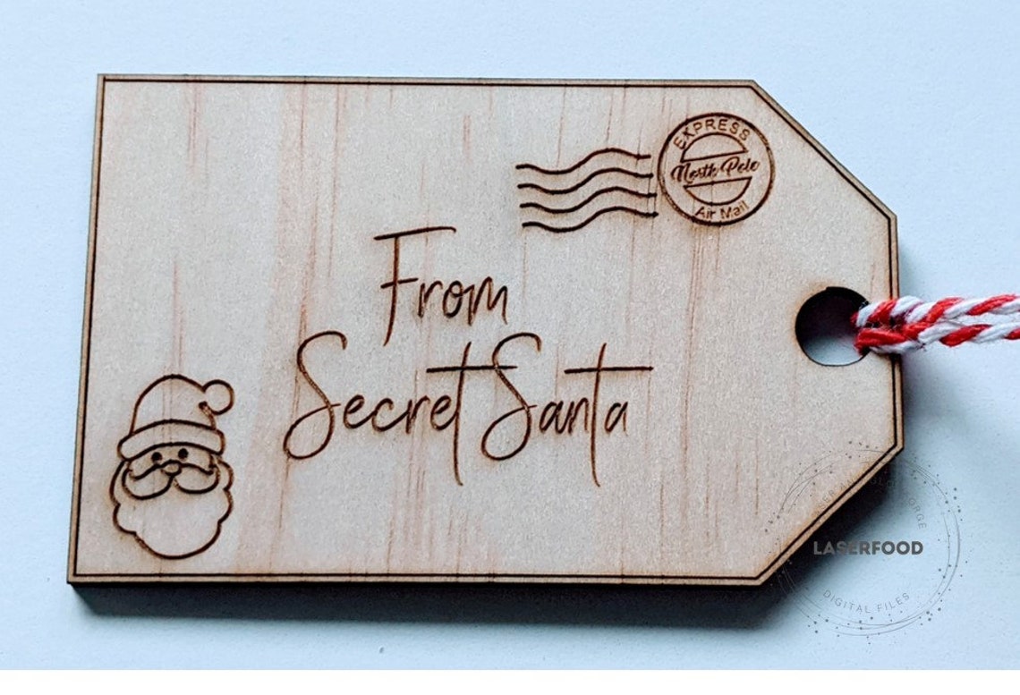Secret Santa Christmas Gift Tags Laser Cut Files Digital - Etsy