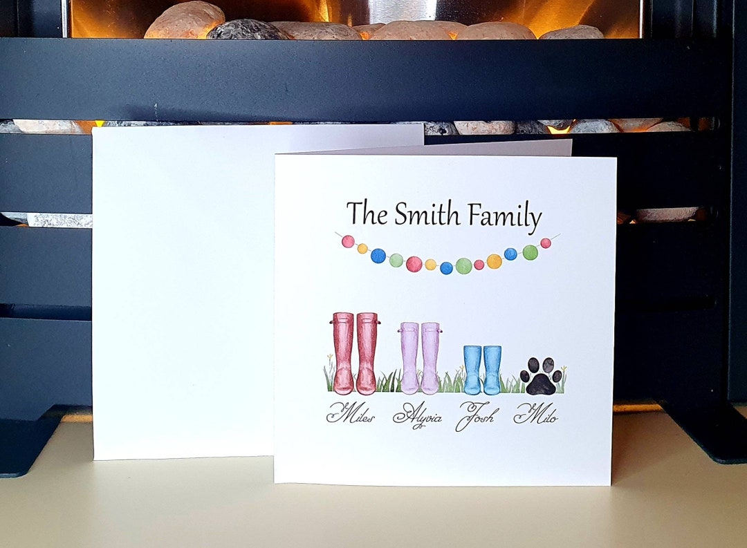 Personalised Family Wellies Card Family Welly Card New - Etsy