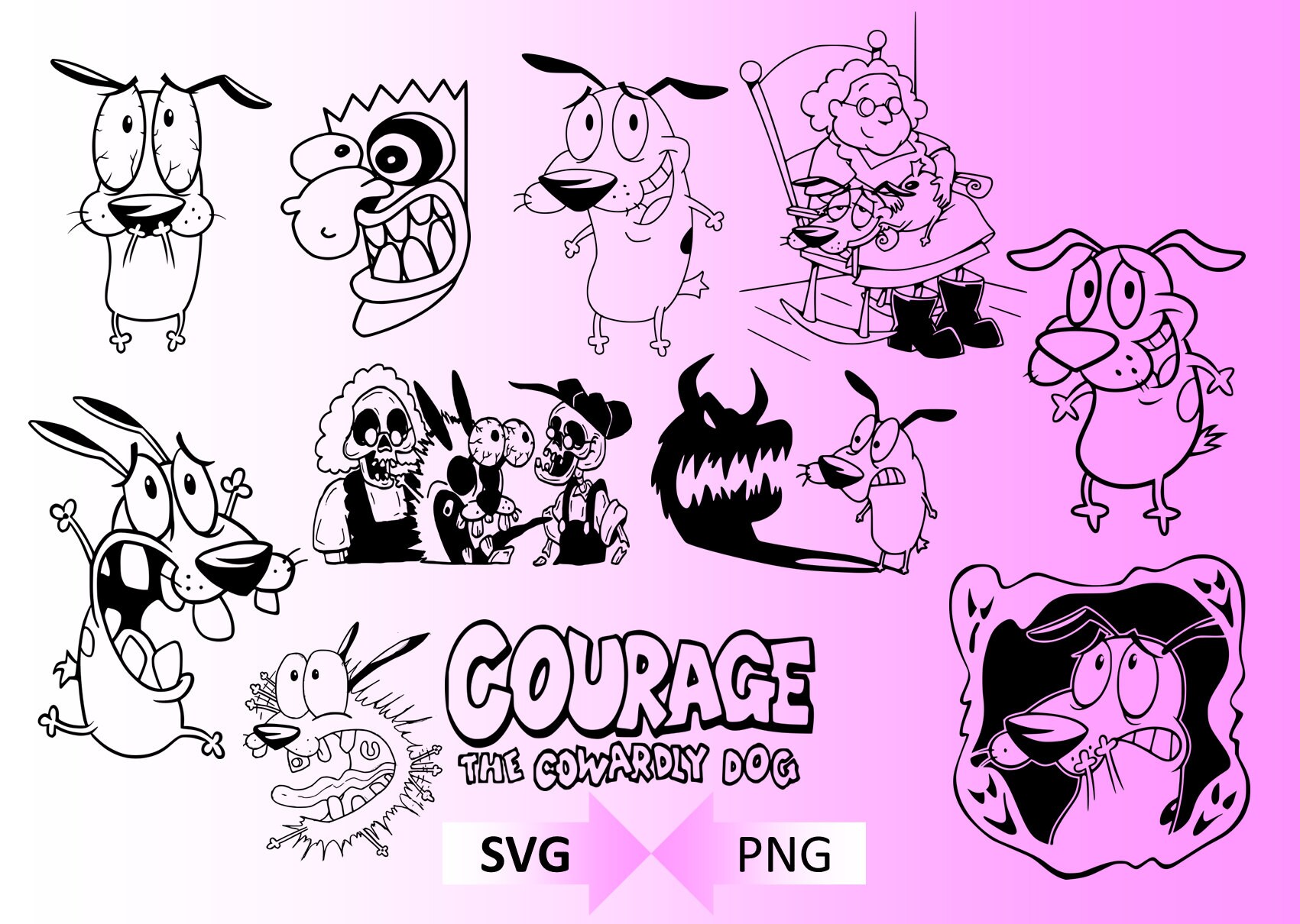 Courage the cowardly dog svg | Etsy
