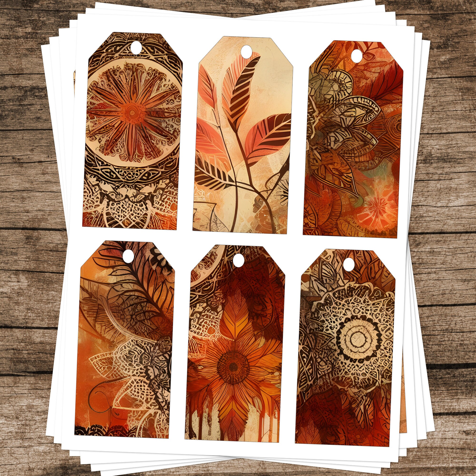 Bohemian Printable Gift Tags, Boho Junk Journal Tags, Digital Ephemera ...