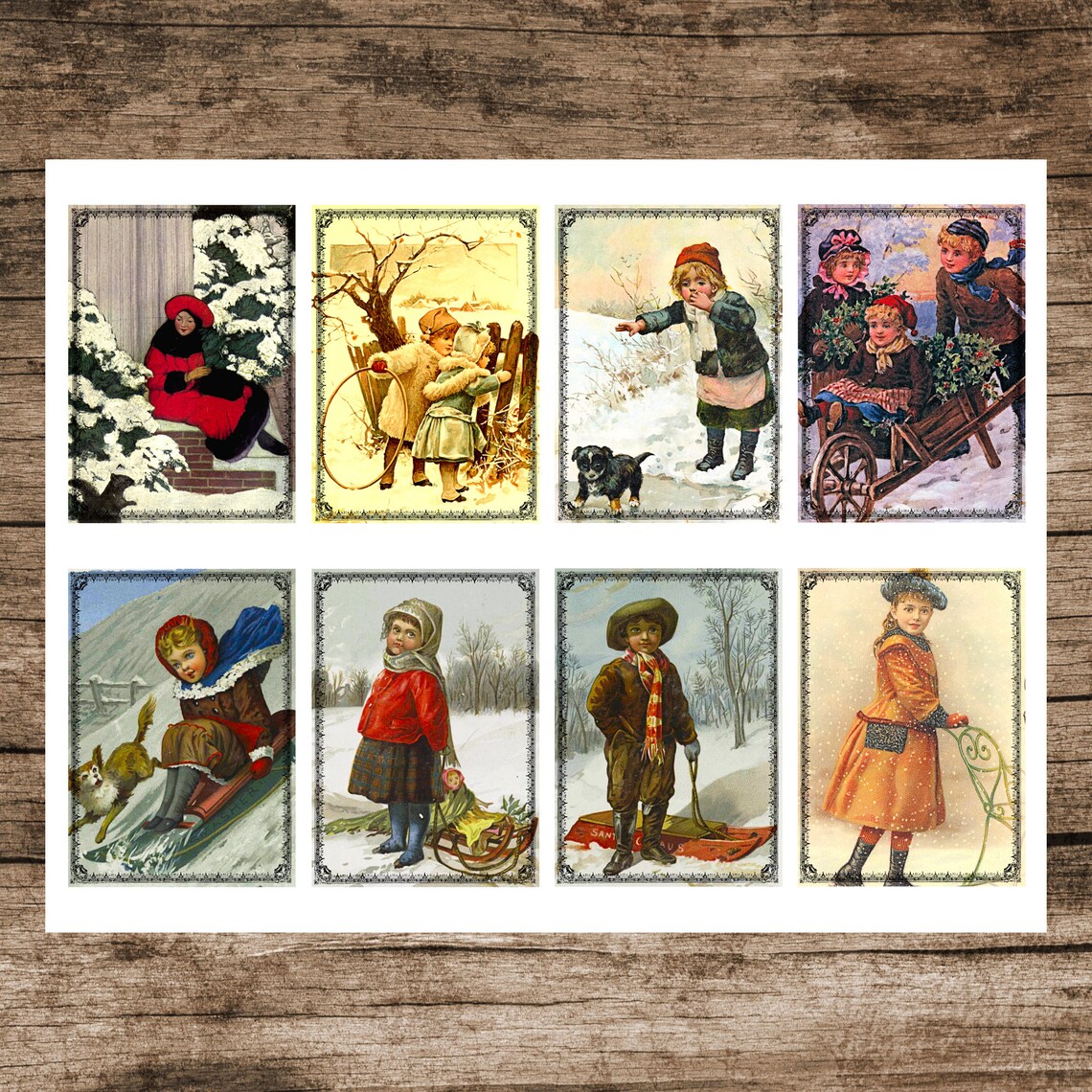 Winter Fun Printable ATC Cards, Victorian Children Digital Collage ...