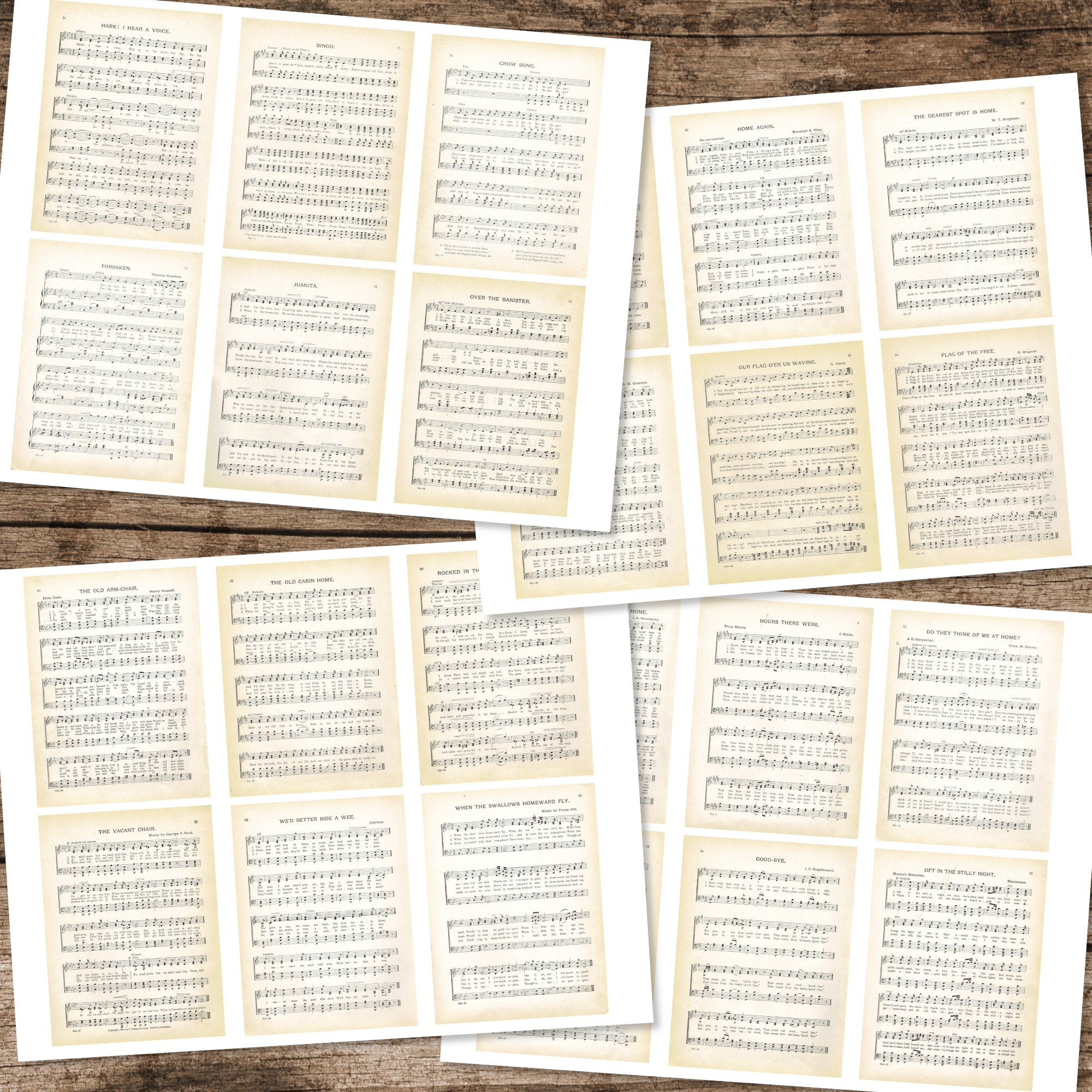 Vintage Sheet Music Collage Kit, Ephemera Collage Sheet for Junk ...