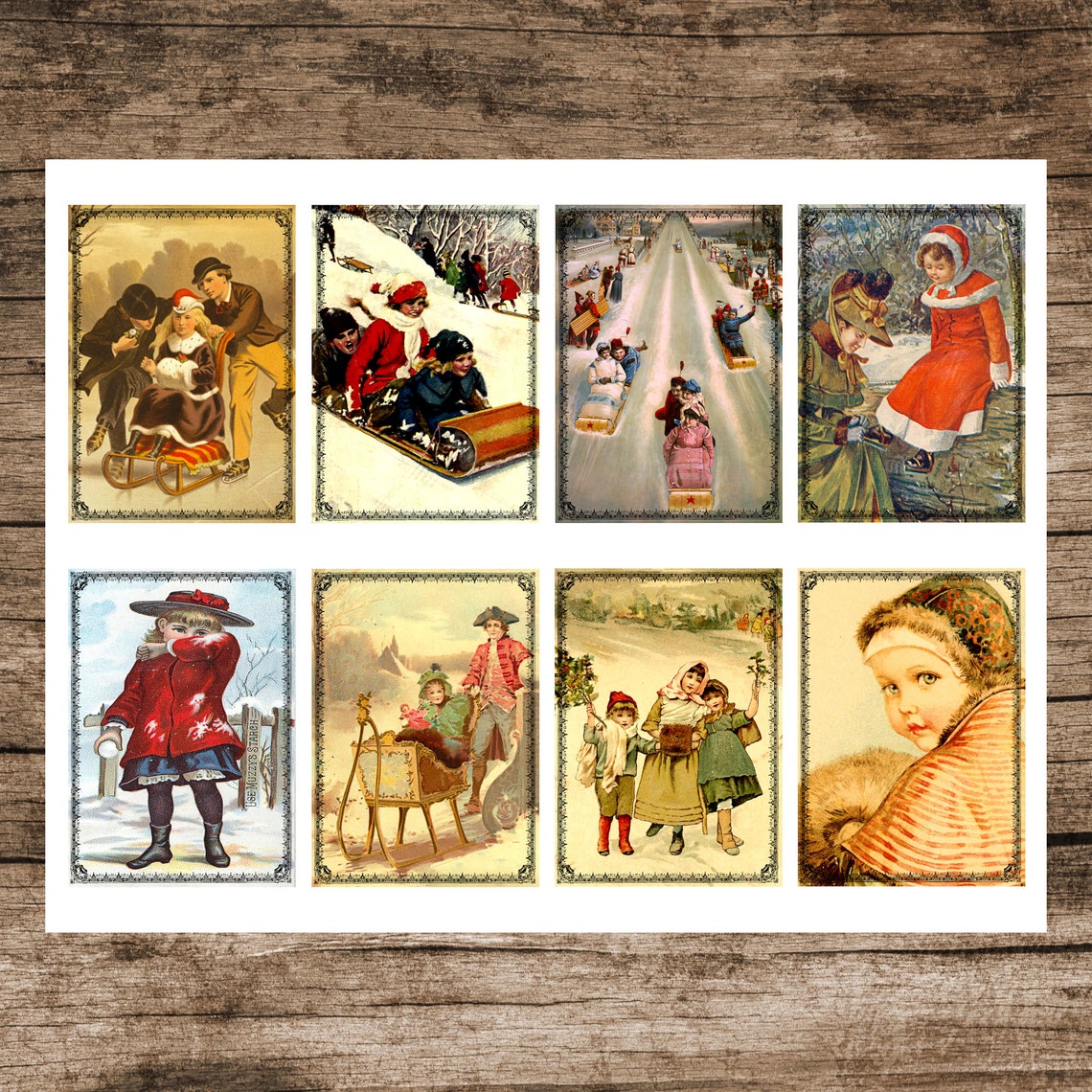Winter Fun Printable ATC Cards, Victorian Children Digital Collage ...