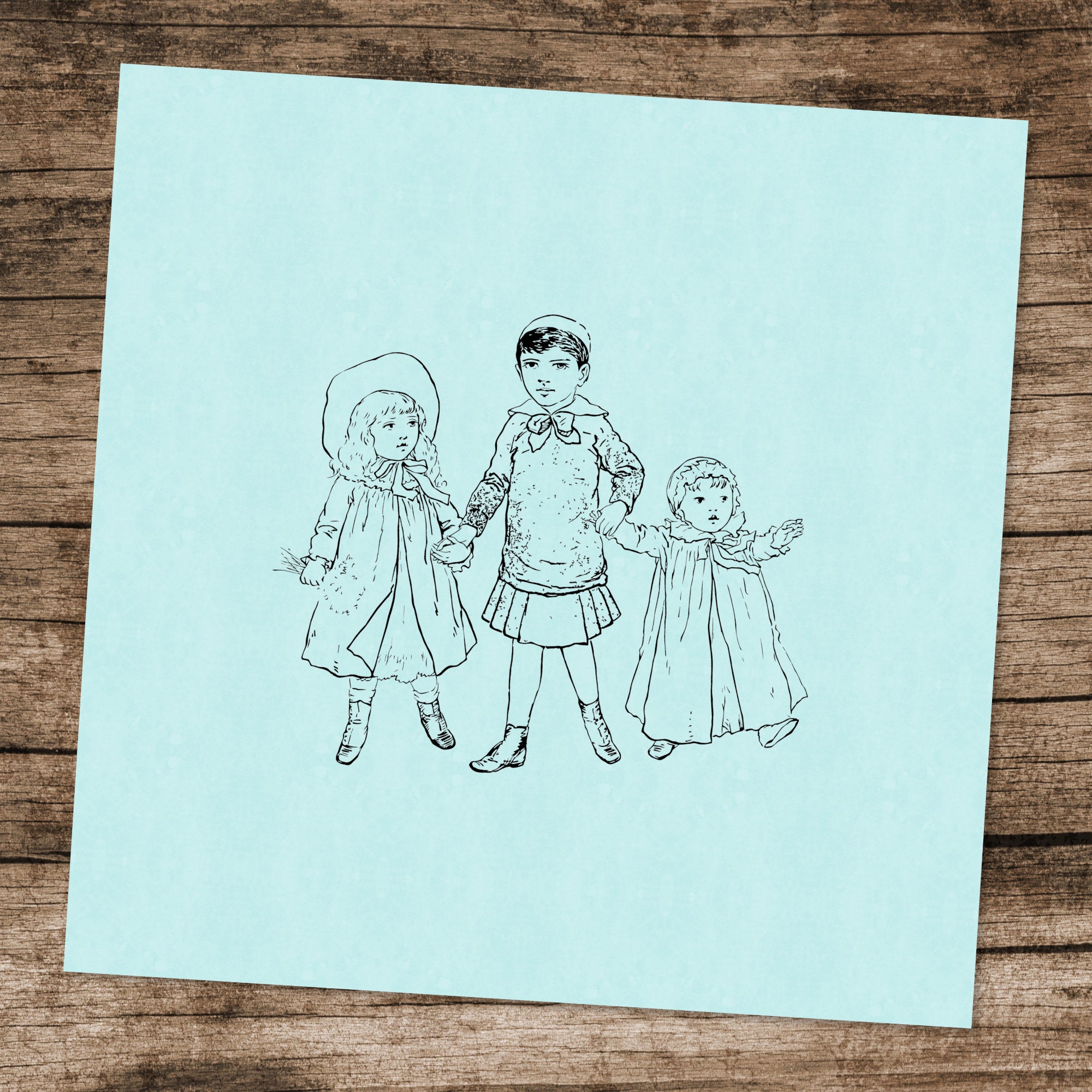 Victorian Children Line Art Drawing, Digital Stamp PNG, Antique Book ...