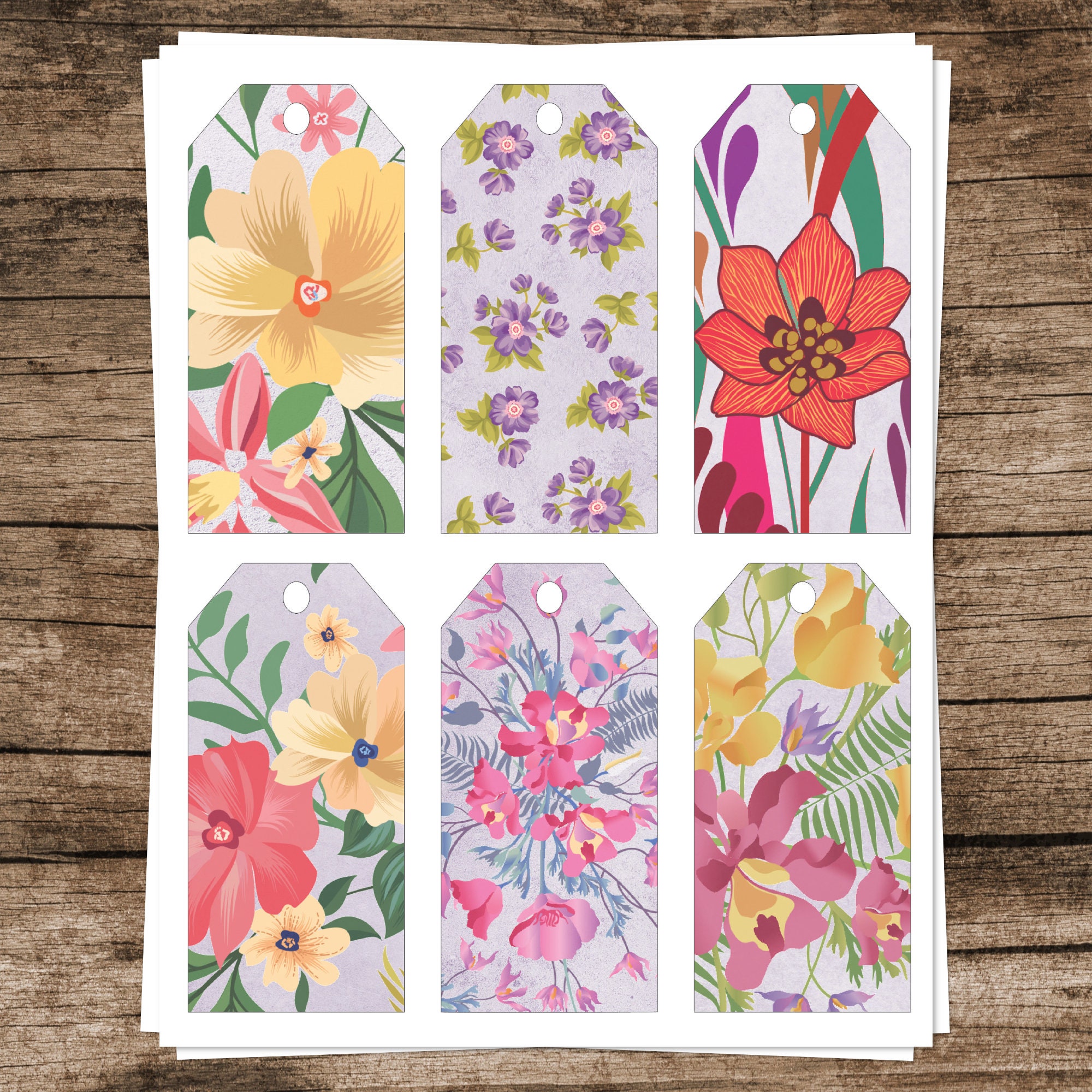 Floral Gift Tags, Flower Collage Sheet, Printable Ephemera, Junk ...