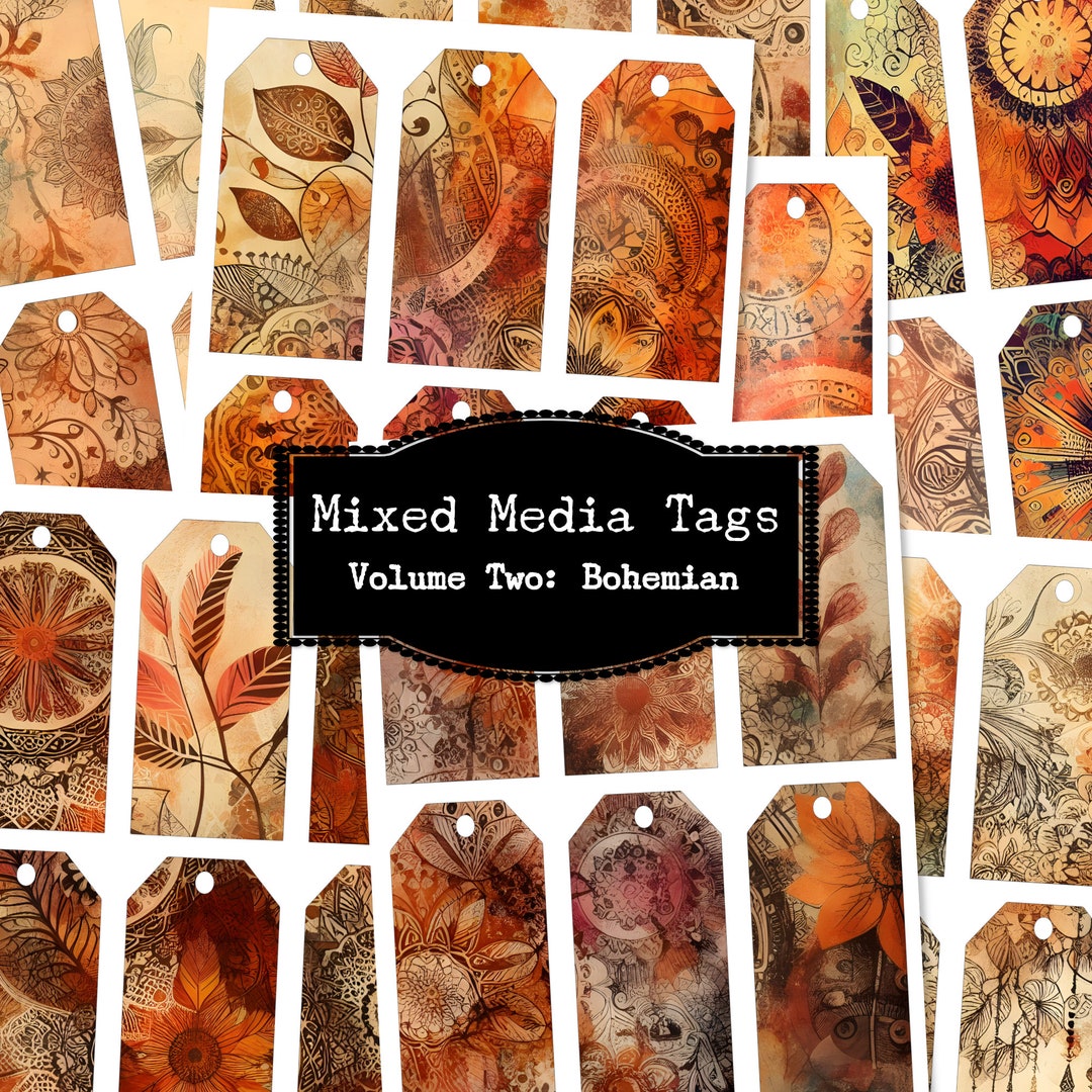 Bohemian Printable Gift Tags, Boho Junk Journal Tags, Digital Ephemera ...