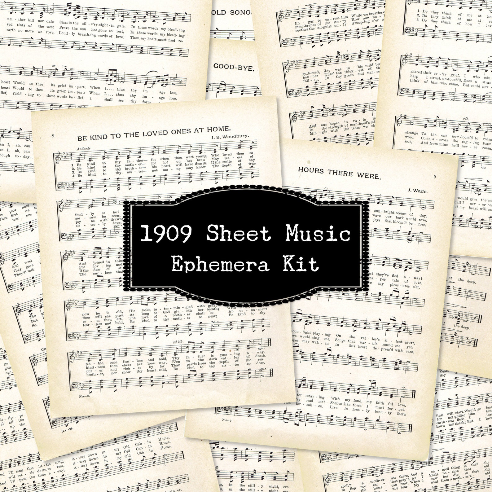 Vintage Sheet Music Collage Kit, Ephemera Collage Sheet for Junk ...