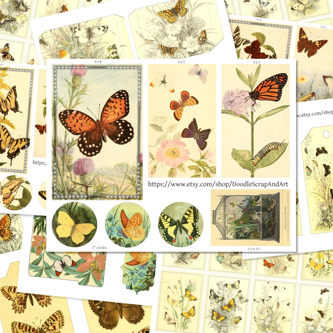 Vintage Butterfly Ephemera, Butterfly Junk Journal, Printable Vintage ...