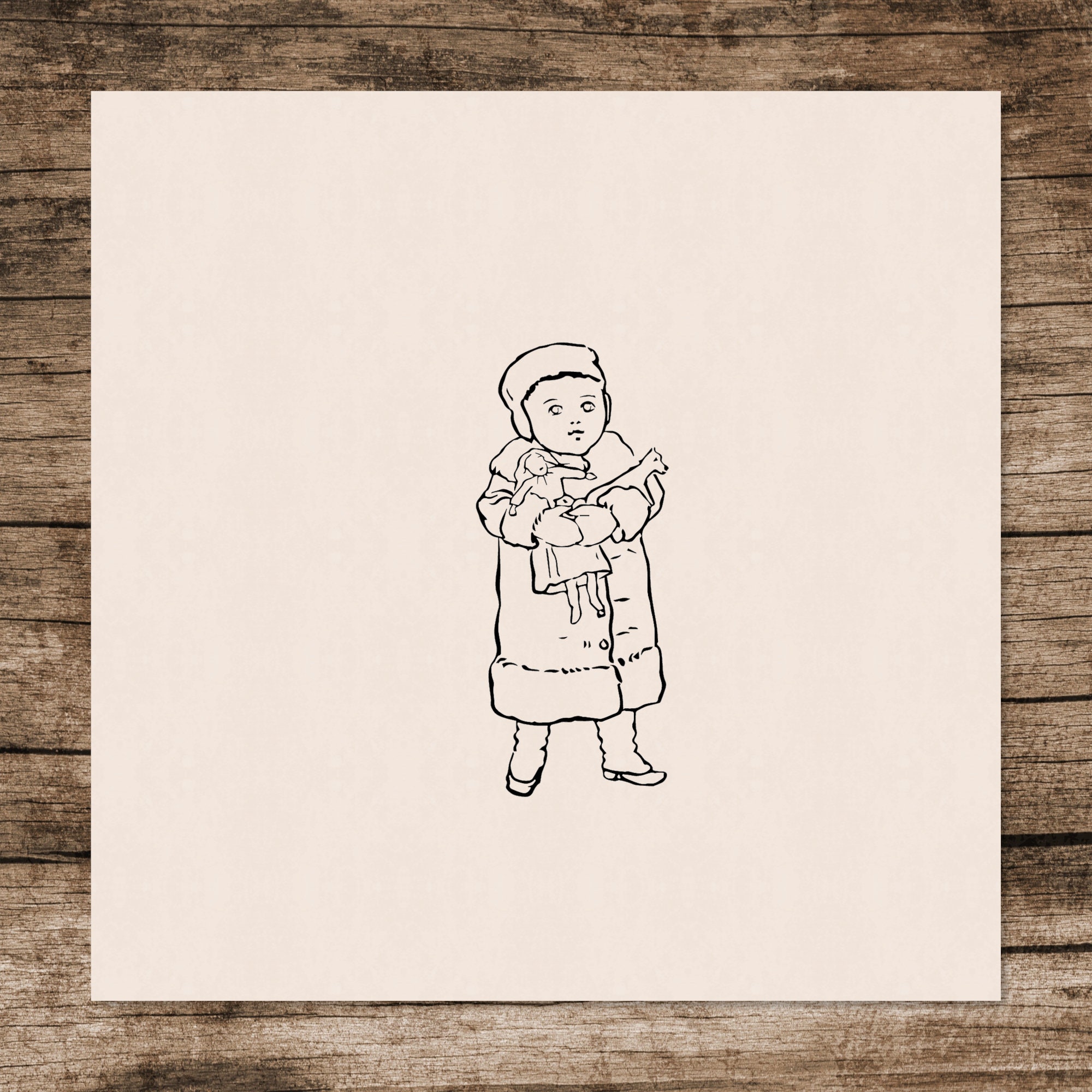 Victorian Children Line Art Drawing, Digital Stamp PNG, Antique Book ...