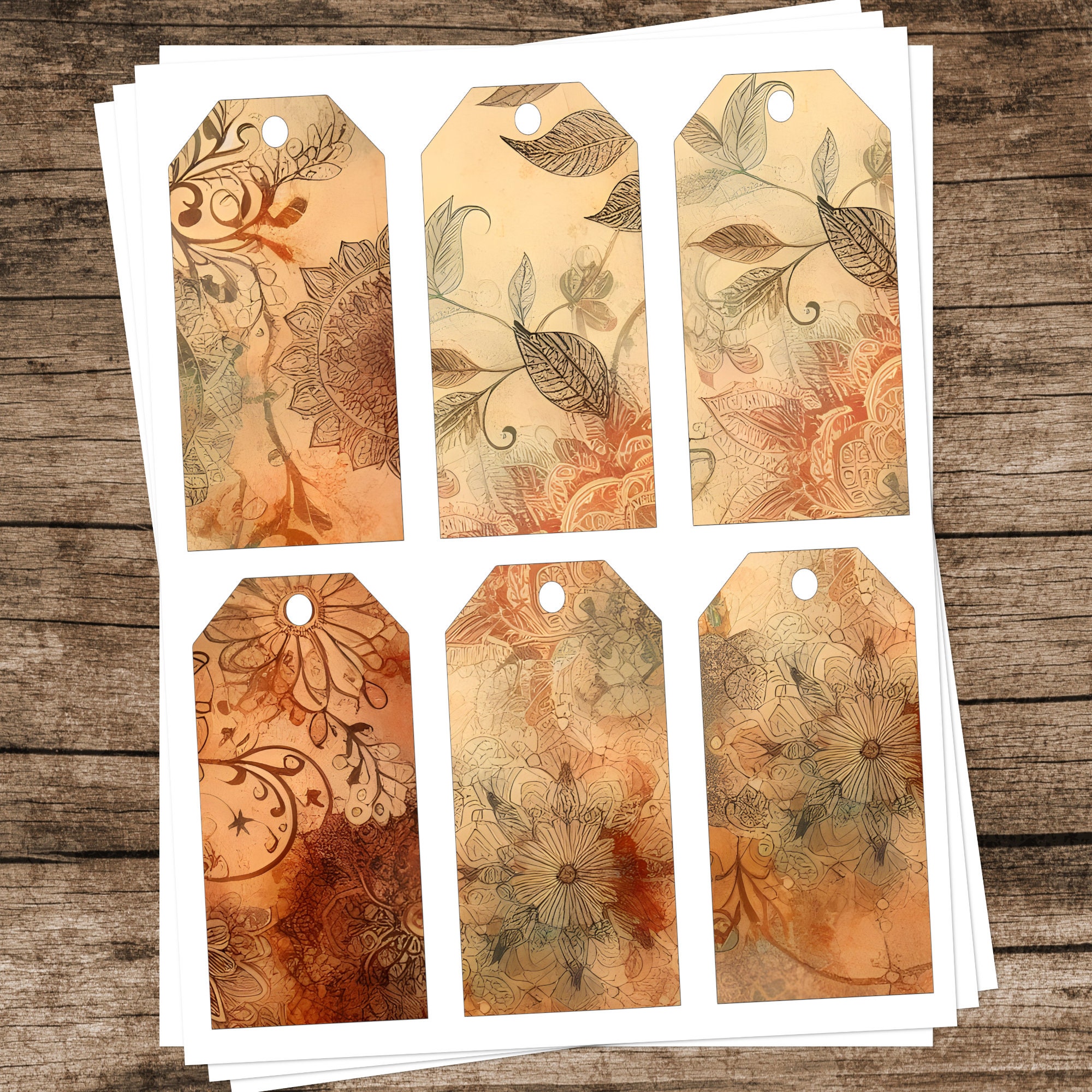 Bohemian Printable Gift Tags, Boho Junk Journal Tags, Digital Ephemera ...