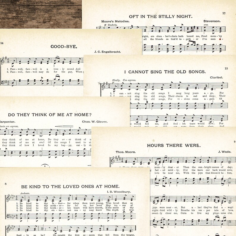 Vintage Sheet Music Collage Kit, Ephemera Collage Sheet for Junk ...