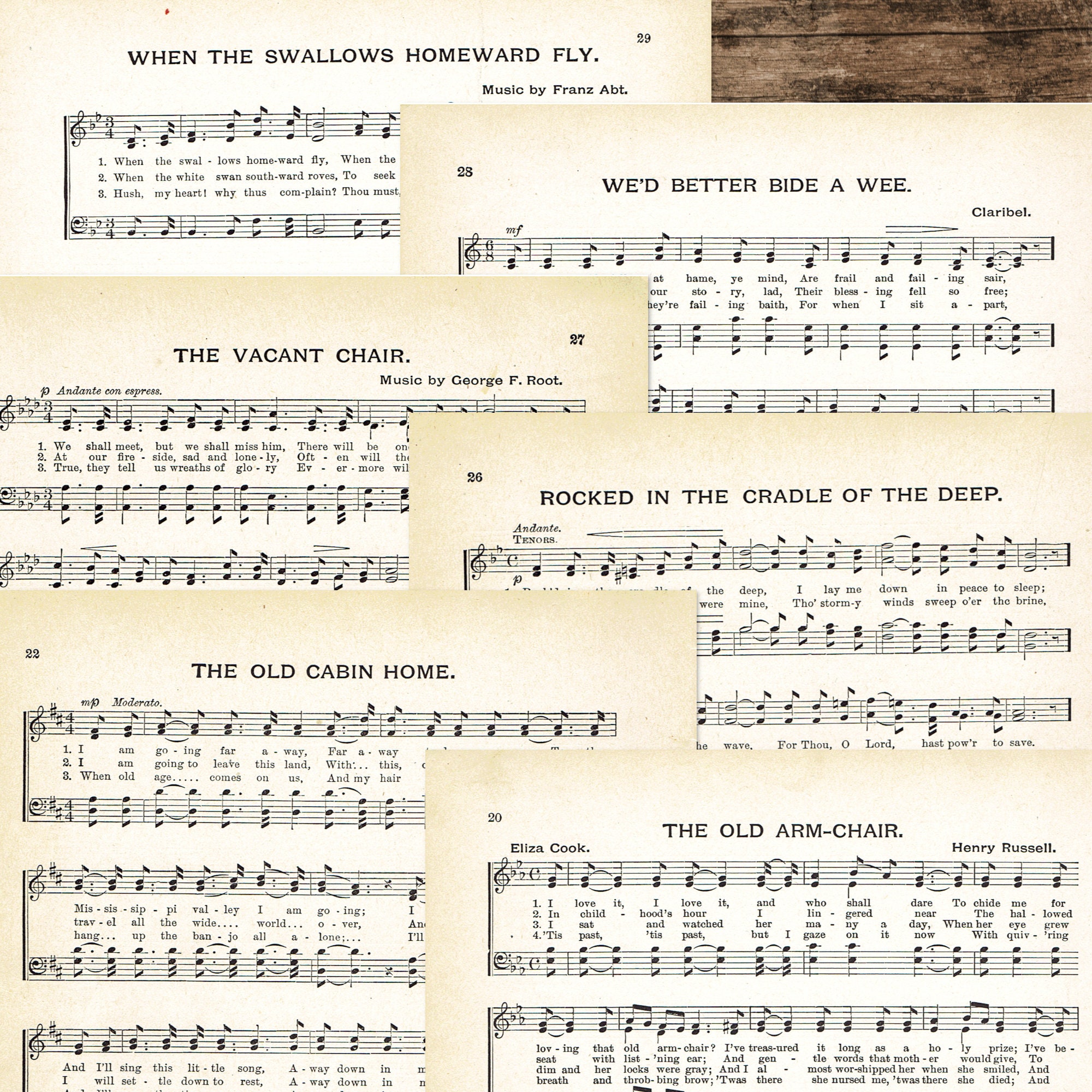 Vintage Sheet Music Collage Kit, Ephemera Collage Sheet for Junk ...