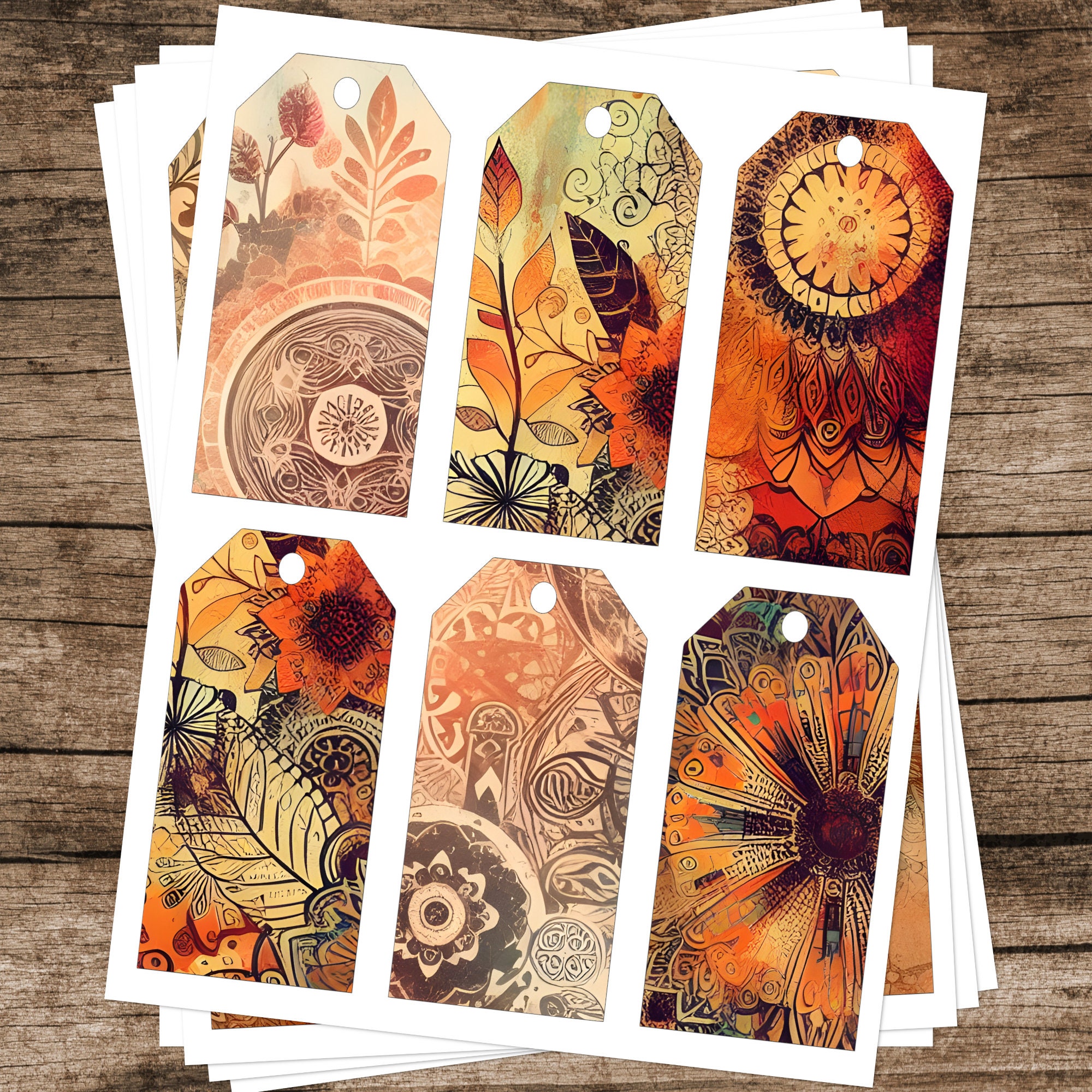 Bohemian Printable Gift Tags, Boho Junk Journal Tags, Digital Ephemera ...