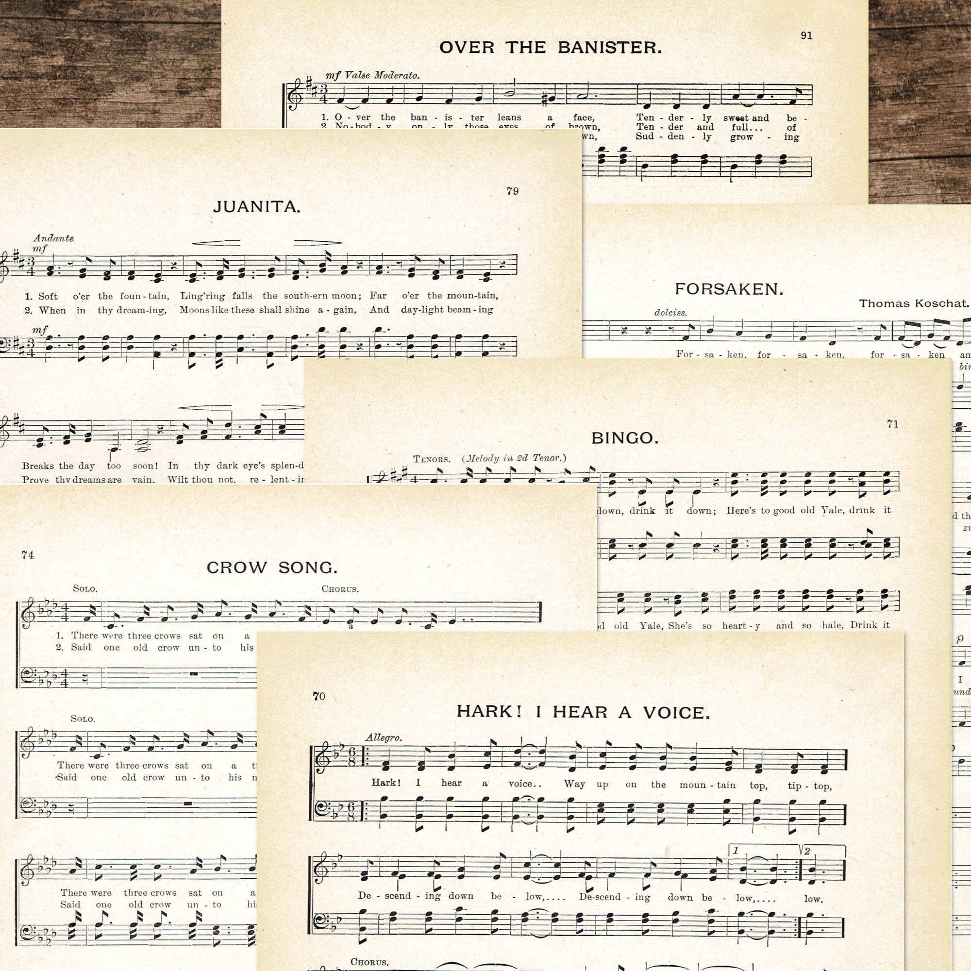 Vintage Sheet Music Collage Kit, Ephemera Collage Sheet for Junk ...