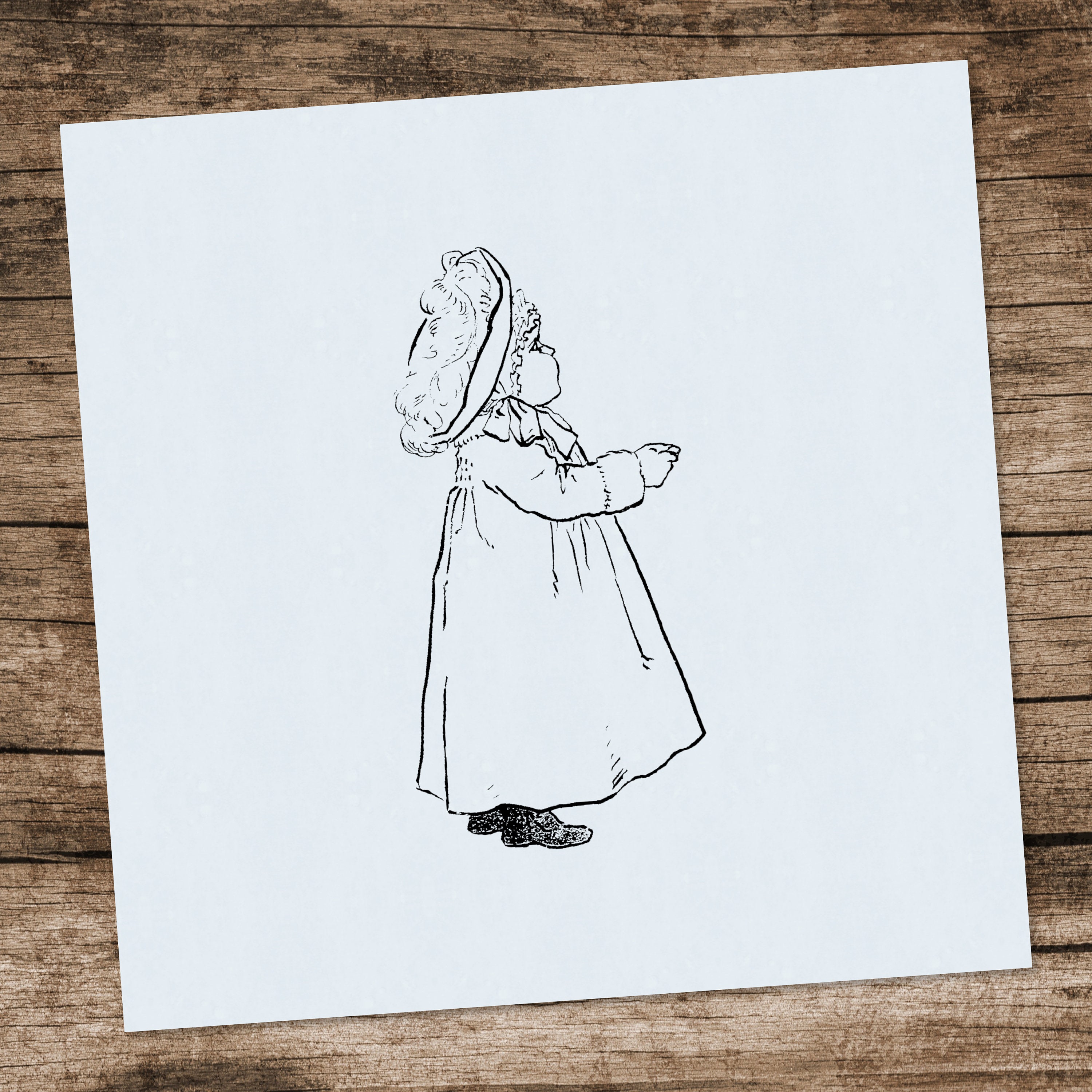 Victorian Children Line Art Drawing, Digital Stamp PNG, Antique Book ...