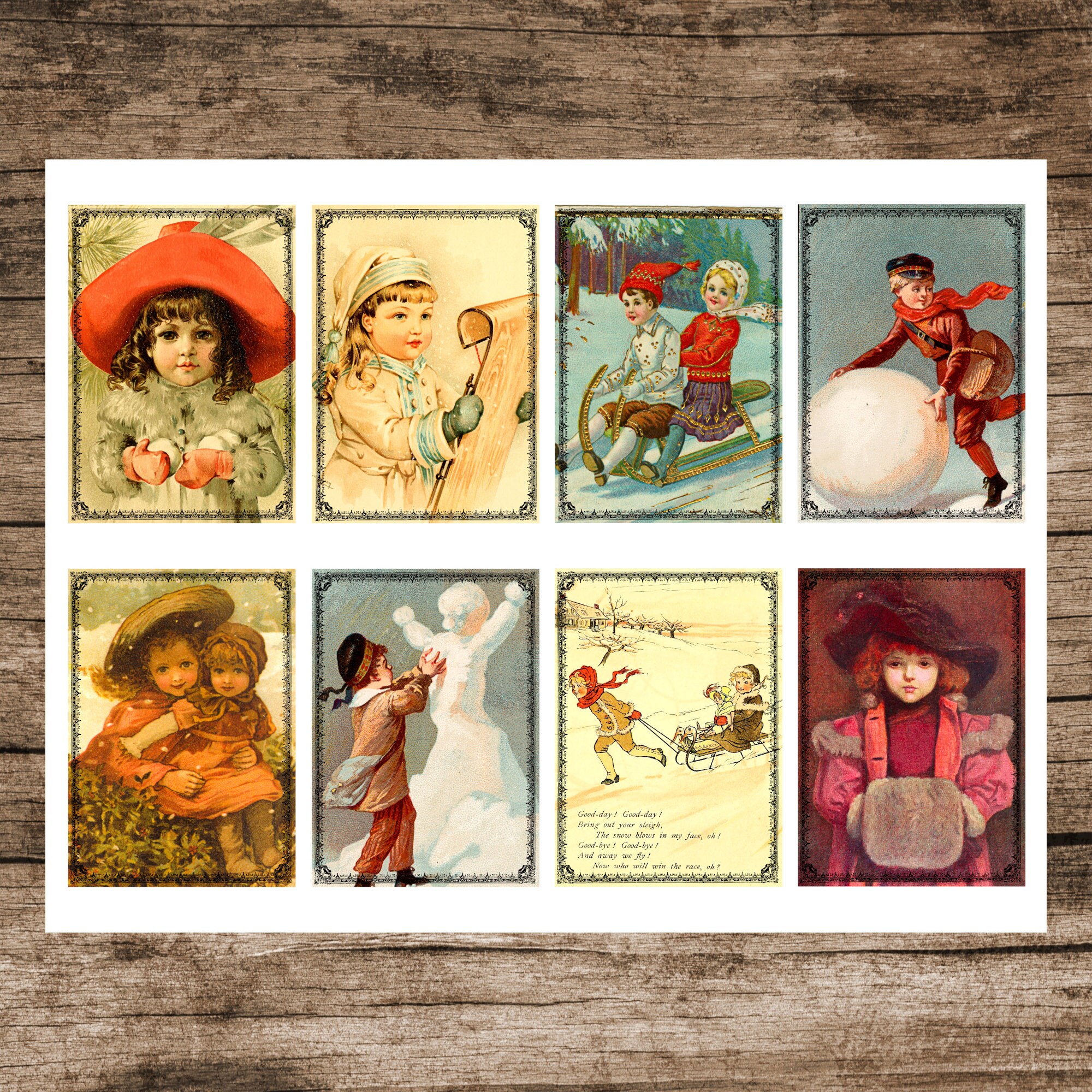Winter Fun Printable ATC Cards, Victorian Children Digital Collage ...
