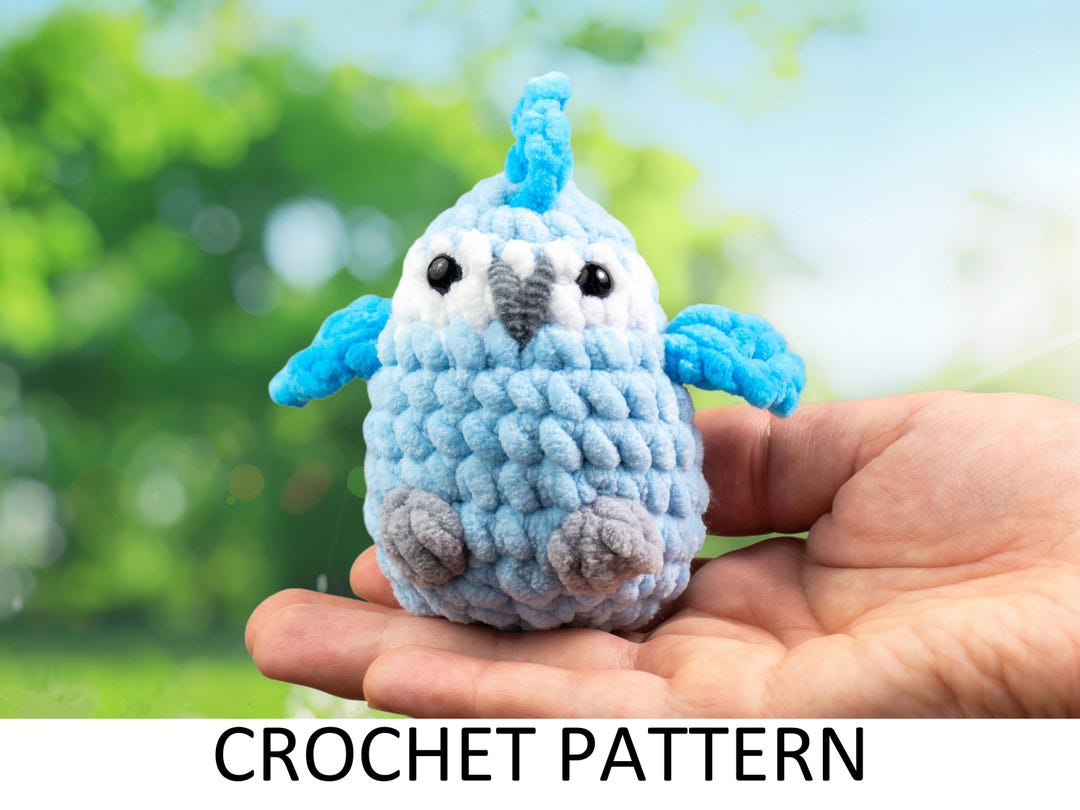 Blue Jay Crochet Pattern. Easy No Sew Plush Toy. Mini Bird Plushie ...