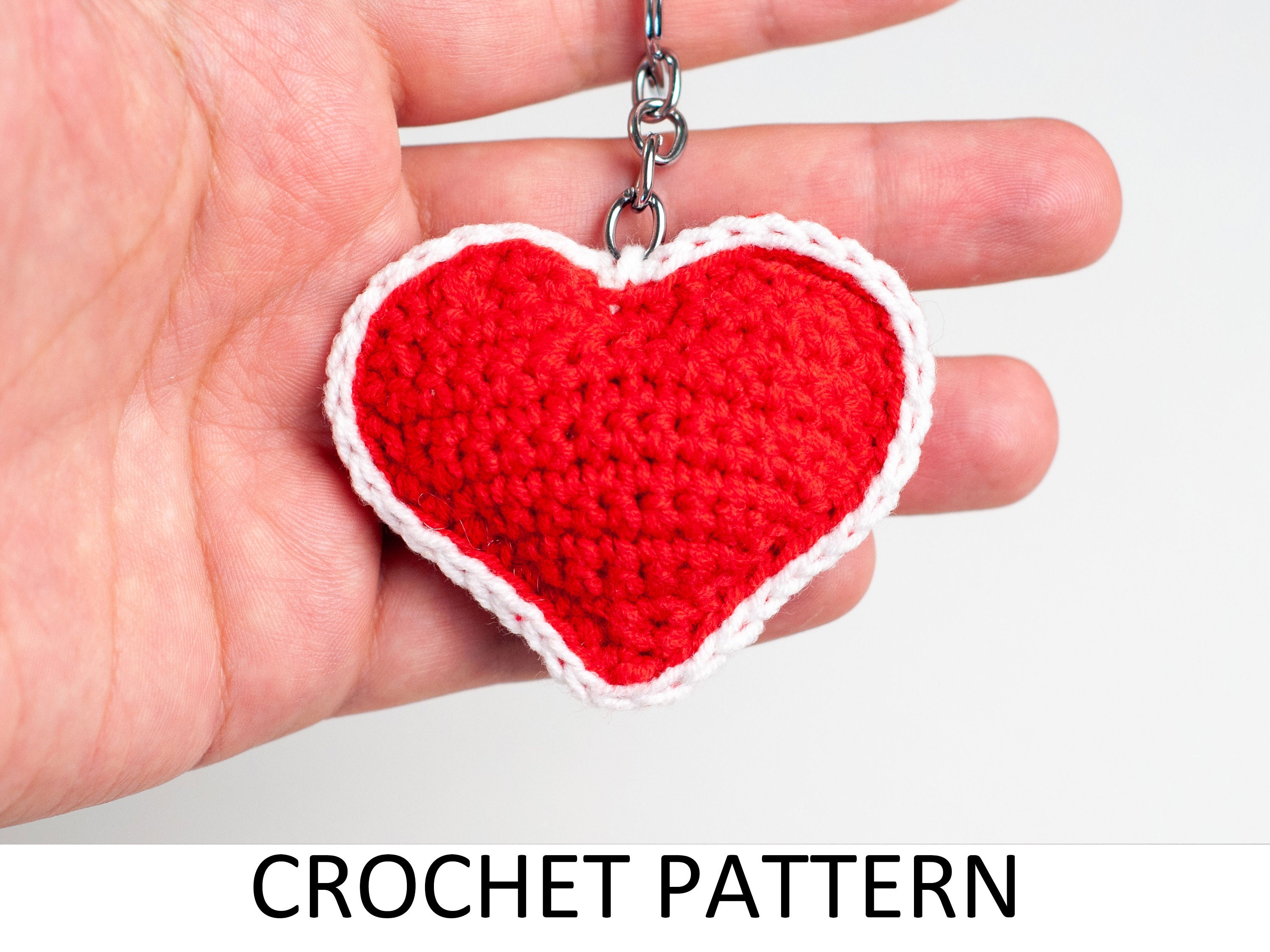 Heart Keychain Crochet Pattern Pdf Cute Valentines Day Amigurumi