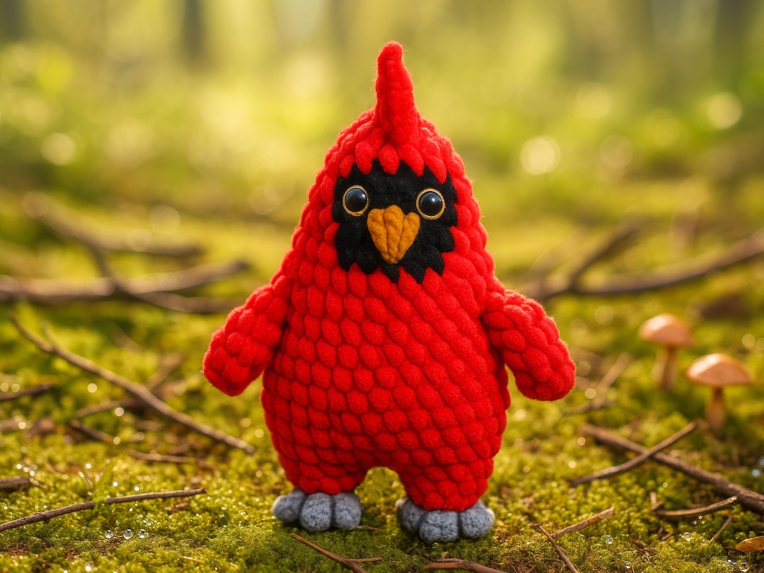 Northern Cardinal Crochet Pattern. Low Sew Crochet Pattern. Amigurumi ...