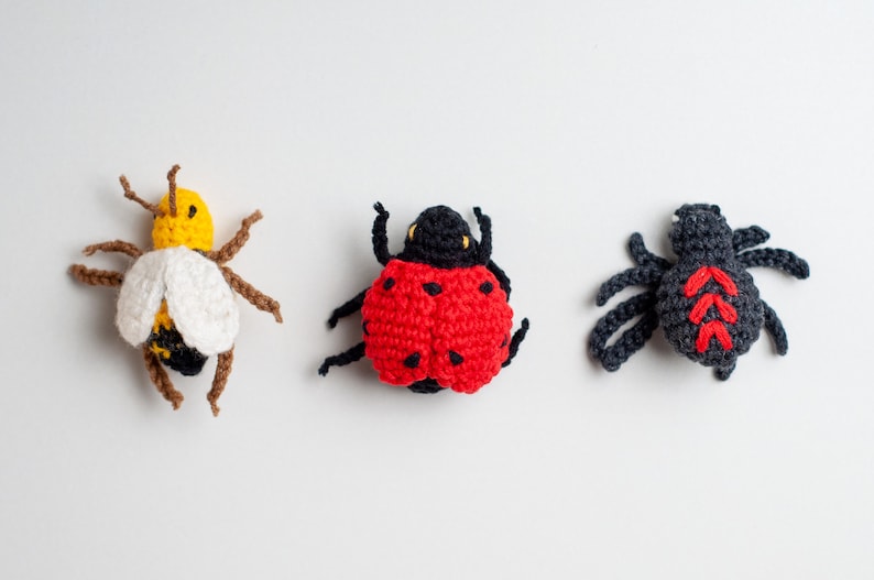 Insects Crochet Patterns Bundle. Bee Pattern, Ladybug Pattern, Spider ...