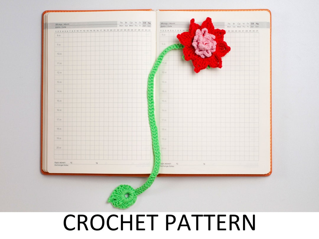Flower Bookmark Crochet Pattern. Crochet Flower Bookmark. Crochet ...