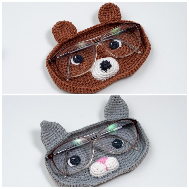 12 Crochet Glasses Holder Pattern Bundle. Cute Animal Crochet Eyeglass ...