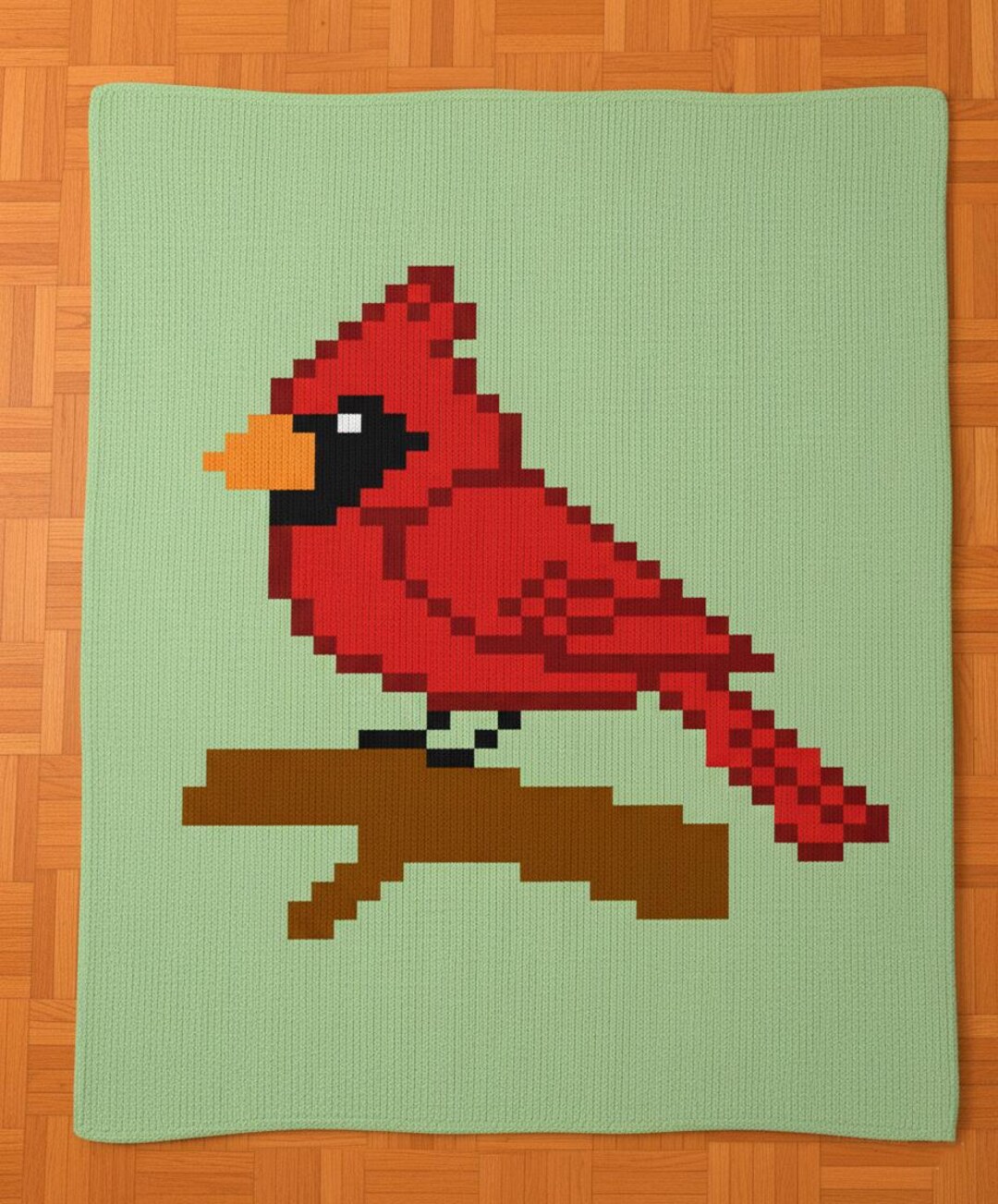 Northern Cardinal on a Branch Finger Knitting Pattern. Chunky Knit ...